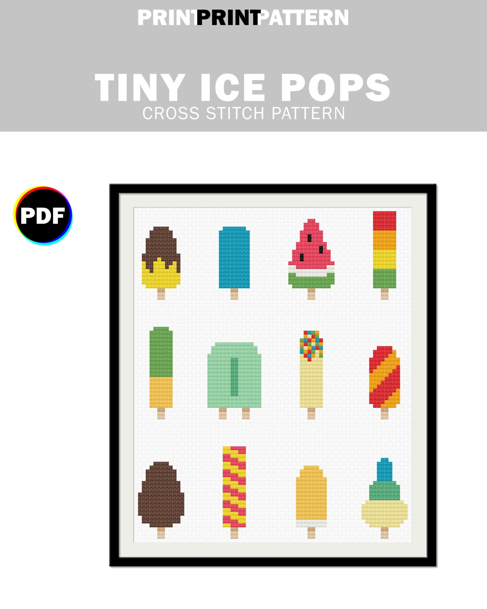 Tiny Ice Pops Cross Stitch Pattern Ice Cream Popsicles Ice - Etsy