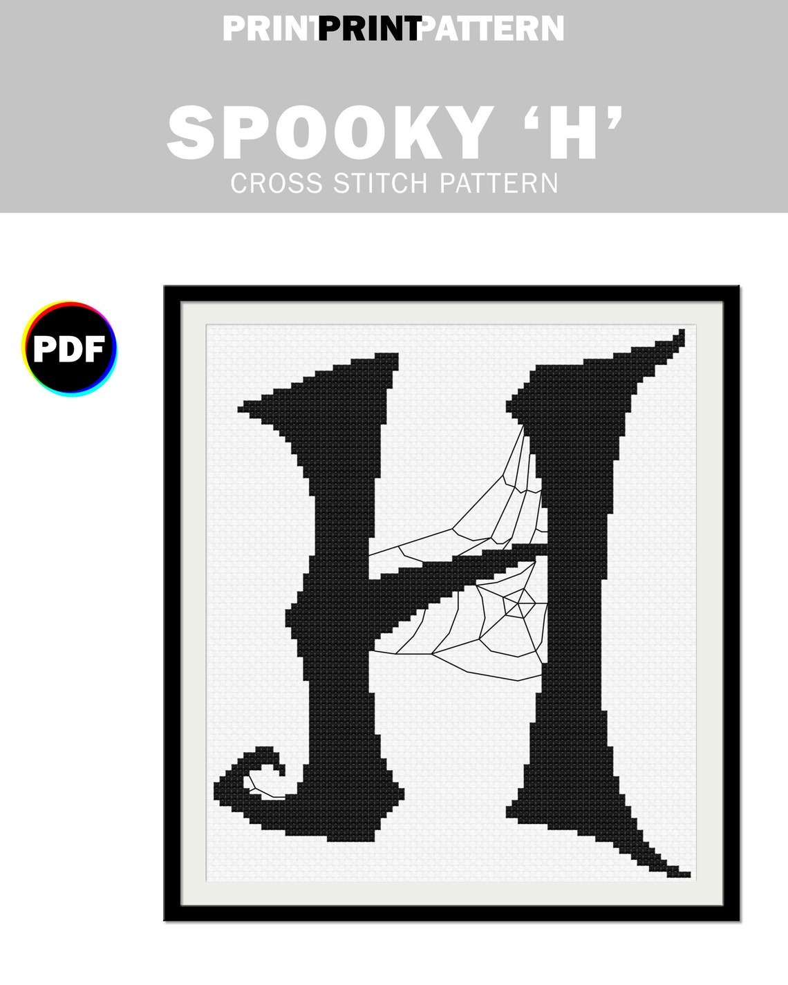 Spooky Letter H Cross Stitch Pattern Halloween Decoration H - Etsy