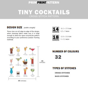 Tiny Cocktails Cross Stitch Pattern: Mini Drinks Sampler (digital ...