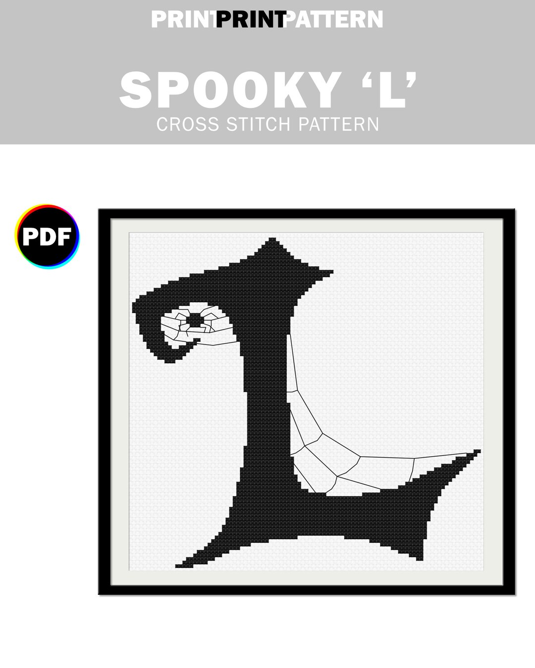 Spooky Letter L Cross Stitch Pattern Halloween Letter - Etsy