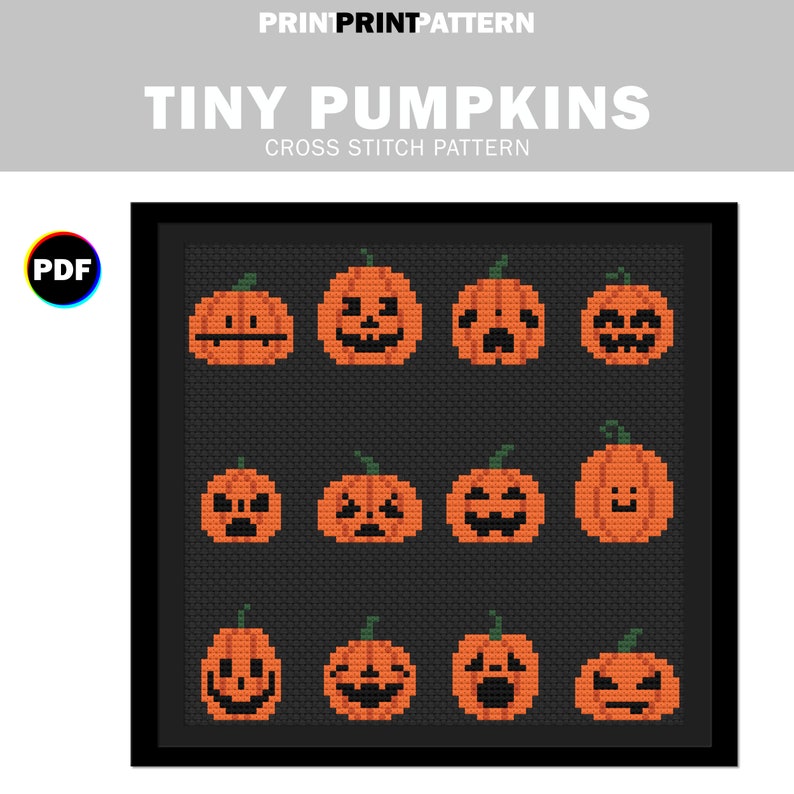 Tiny Pumpkins Cross Stitch Pattern Halloween Decor Spooky - Etsy