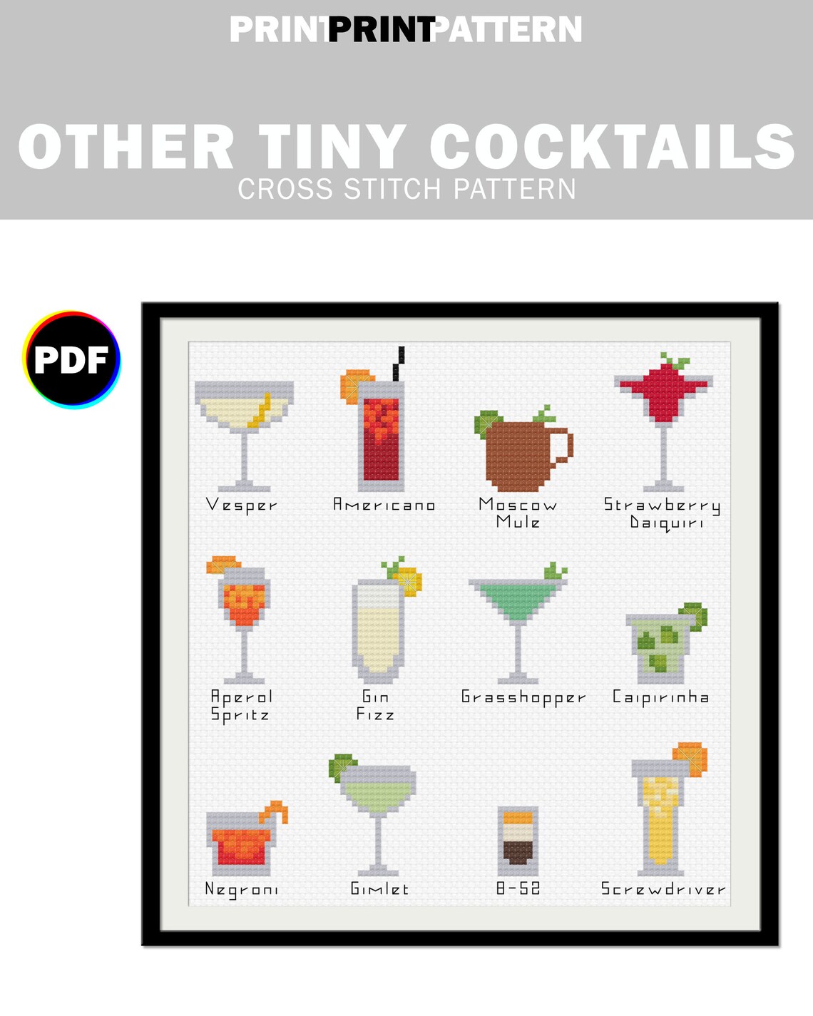 Other Tiny Cocktails Cross Stitch Pattern Mini Drinks | Etsy