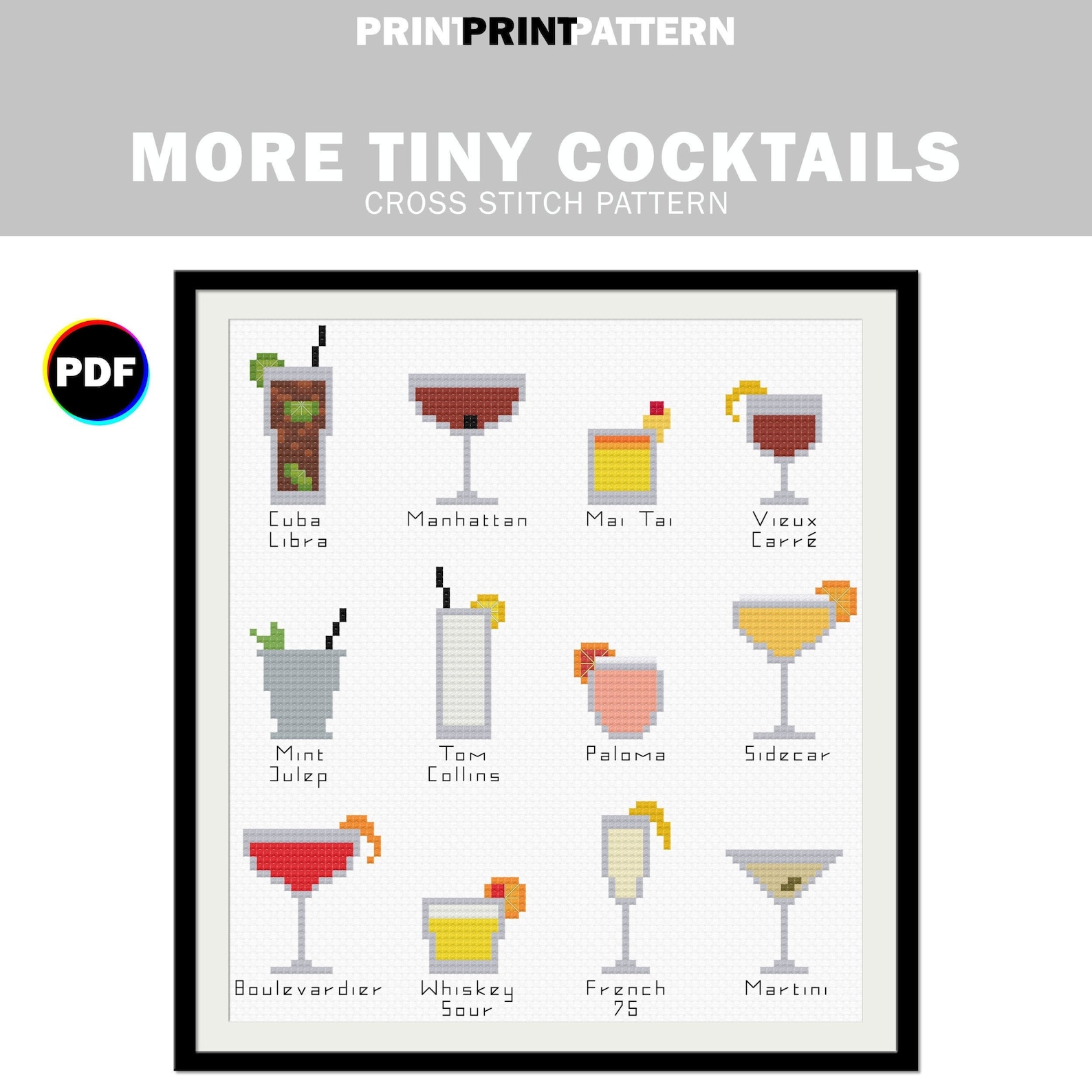 More Tiny Cocktails Cross Stitch Pattern Mini Drinks Mai | Etsy