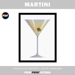 Martini Cross Stitch Pattern - the Classic Gin and Vermouth Cocktail ...