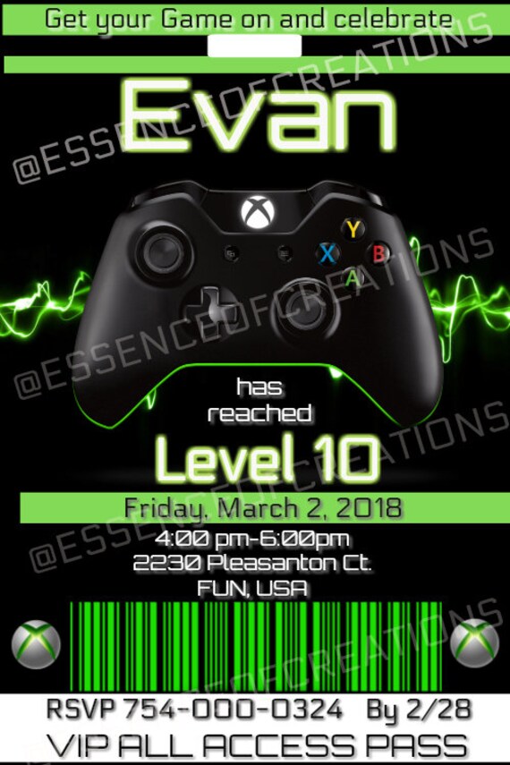 Xbox 360 Printable Invitations Game On Birthday Invitations Gamer