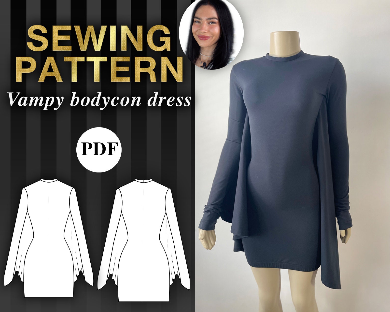 Vampire Bodycon Dress Sewing Pattern | Julianna Zinchenko | Women's Us ...