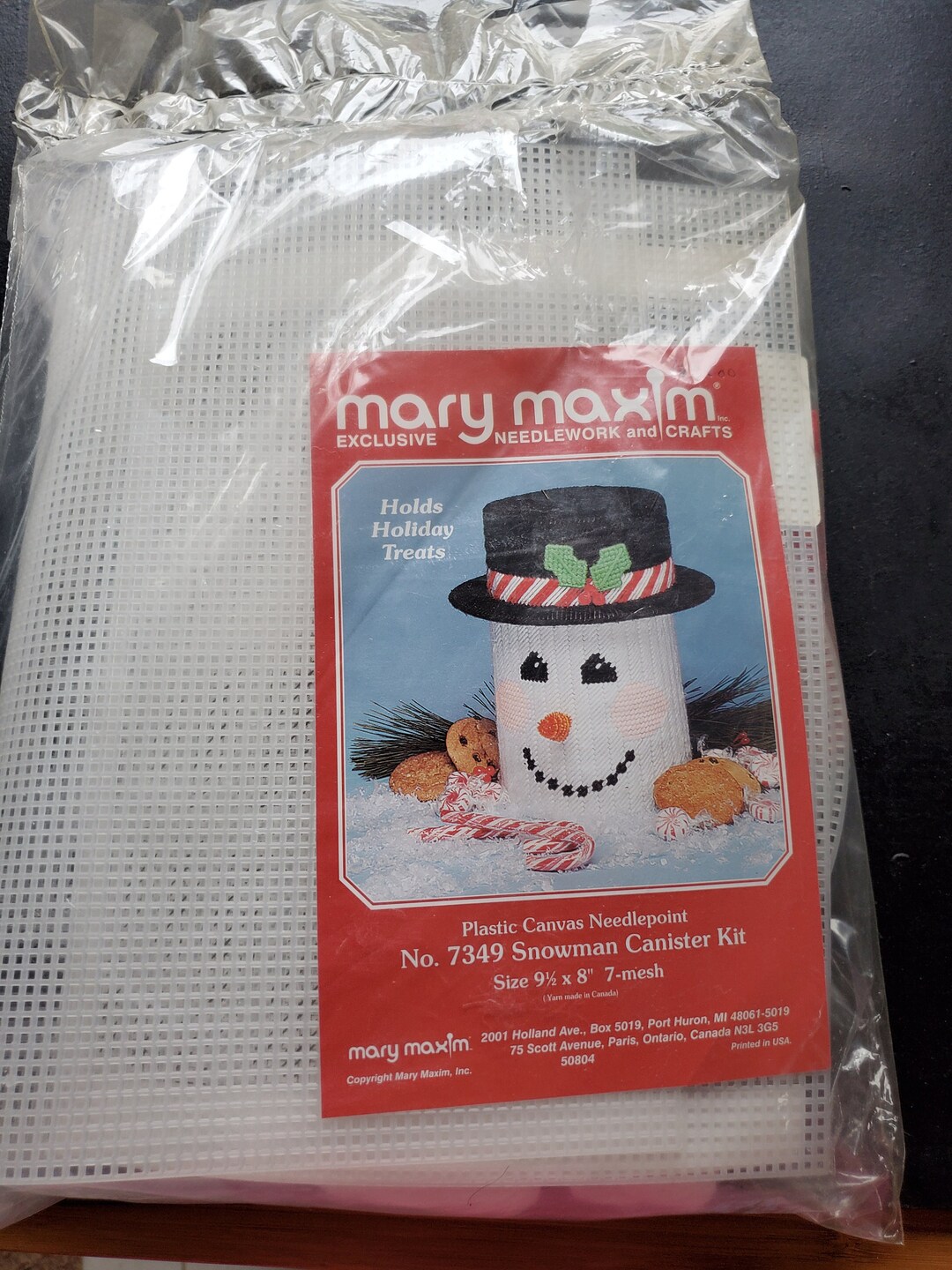 Mary Maxim Plastic Canvas Needlepoint Snowman Canister Kit No. 7349 - Etsy