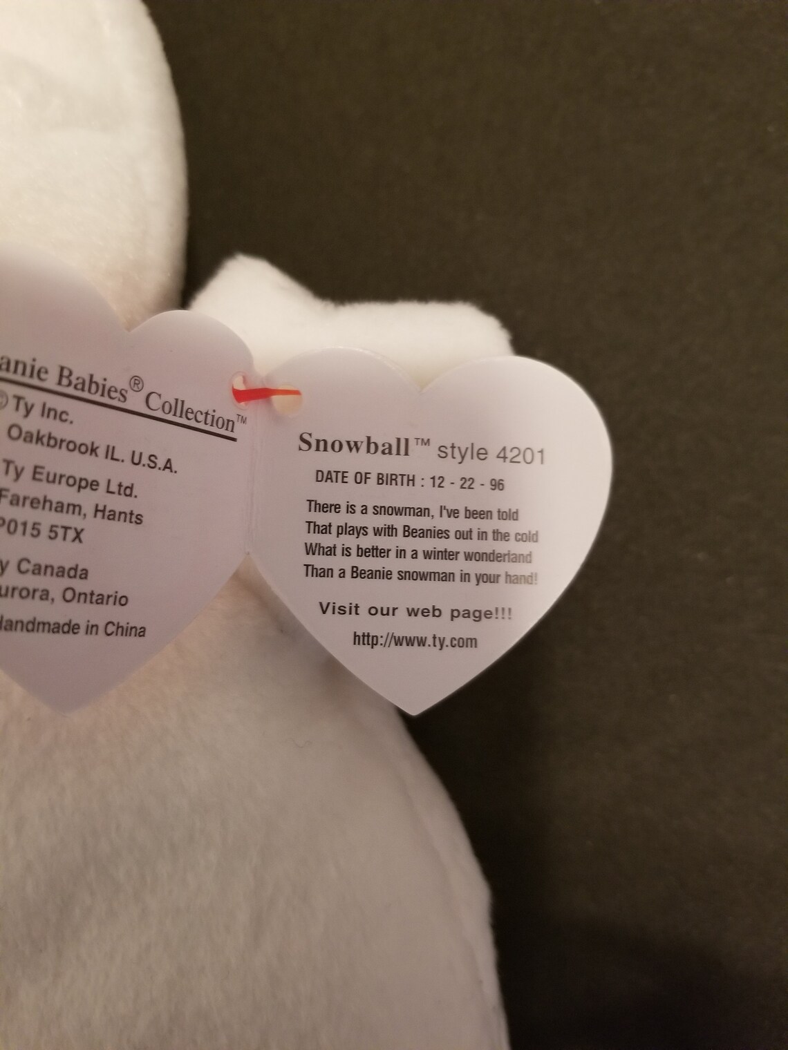 TY Beanie Babies Snowball the Snowman /retired 1997 /vintage | Etsy