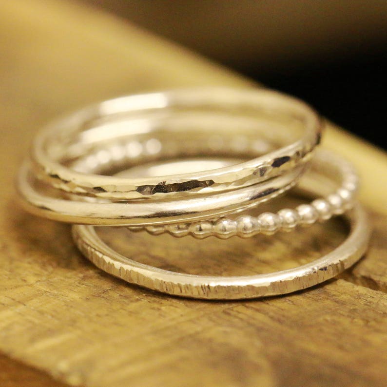 Sterling Silver Minimalist Ring Setsterling Silver Stacking - Etsy UK