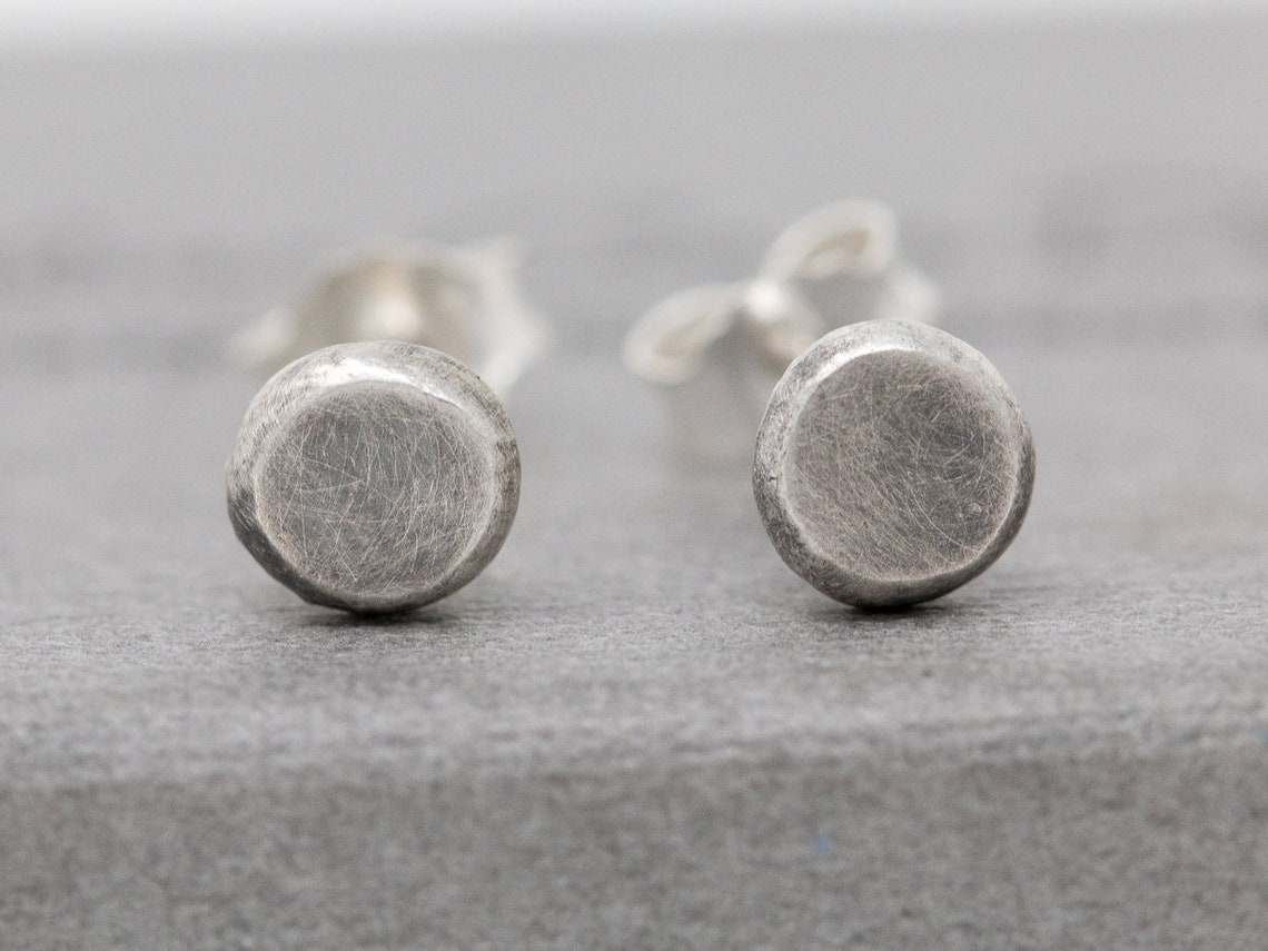 Sterling Silver Small Disc Earrings|sterling Mini Silver Dot Stud ...