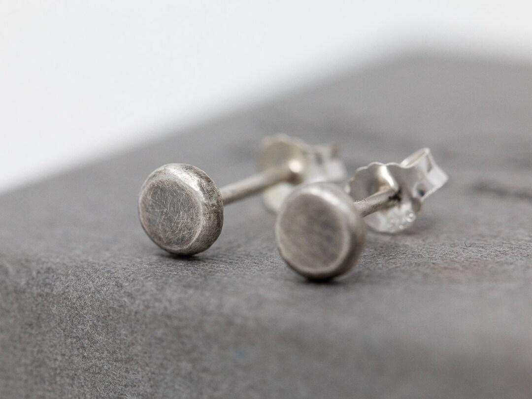 Sterling Silver Small Disc Earrings|sterling Mini Silver Dot Stud ...