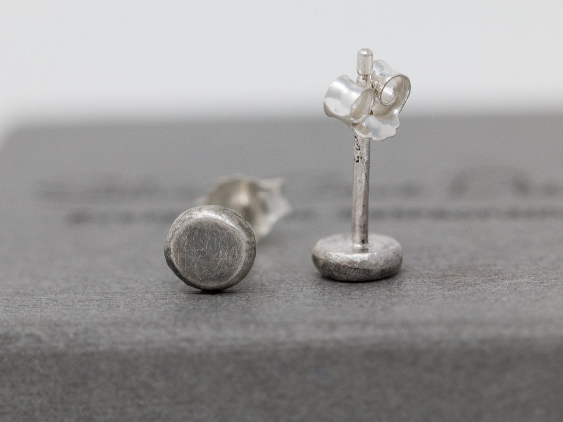 Sterling Silver Small Disc Earrings|sterling Mini Silver Dot Stud ...