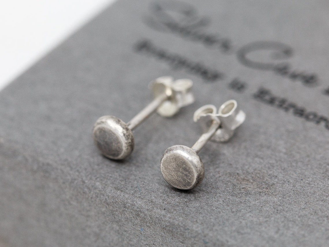 Sterling Silver Small Disc Earrings|sterling Mini Silver Dot Stud ...