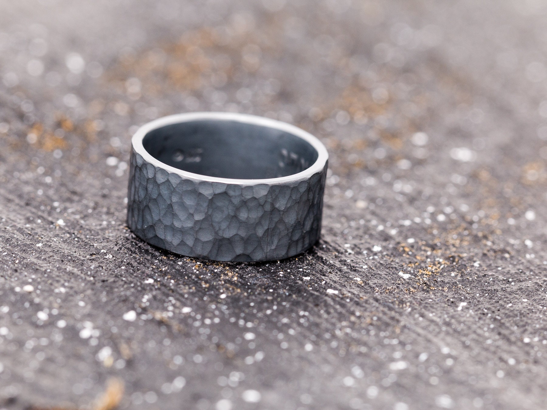 Sterling Silver Ring Rustic Black Ring Mens Ring Band | Etsy
