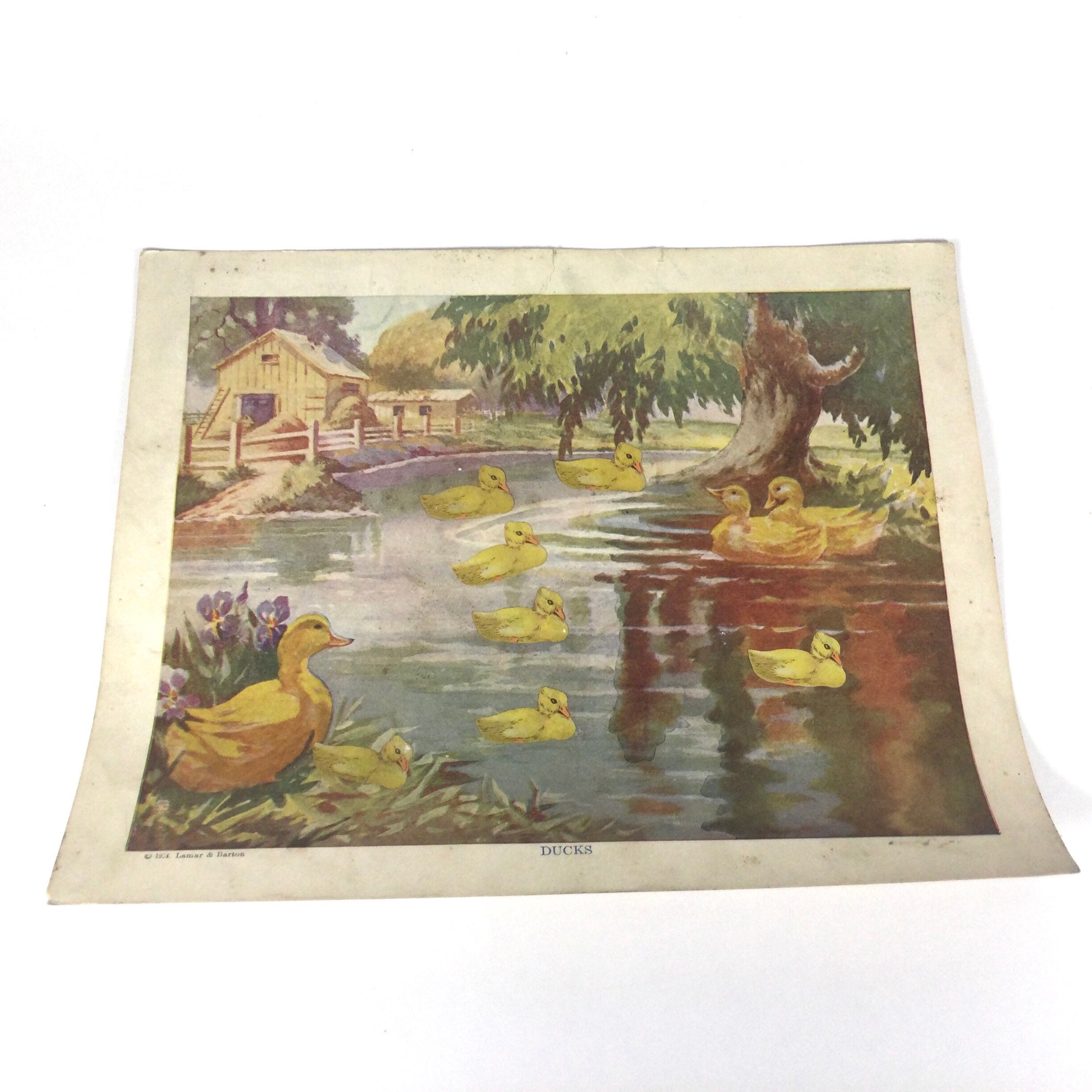 1920s Children’s Art Print Lithographs by Lamar and Barton - Ducks and ...