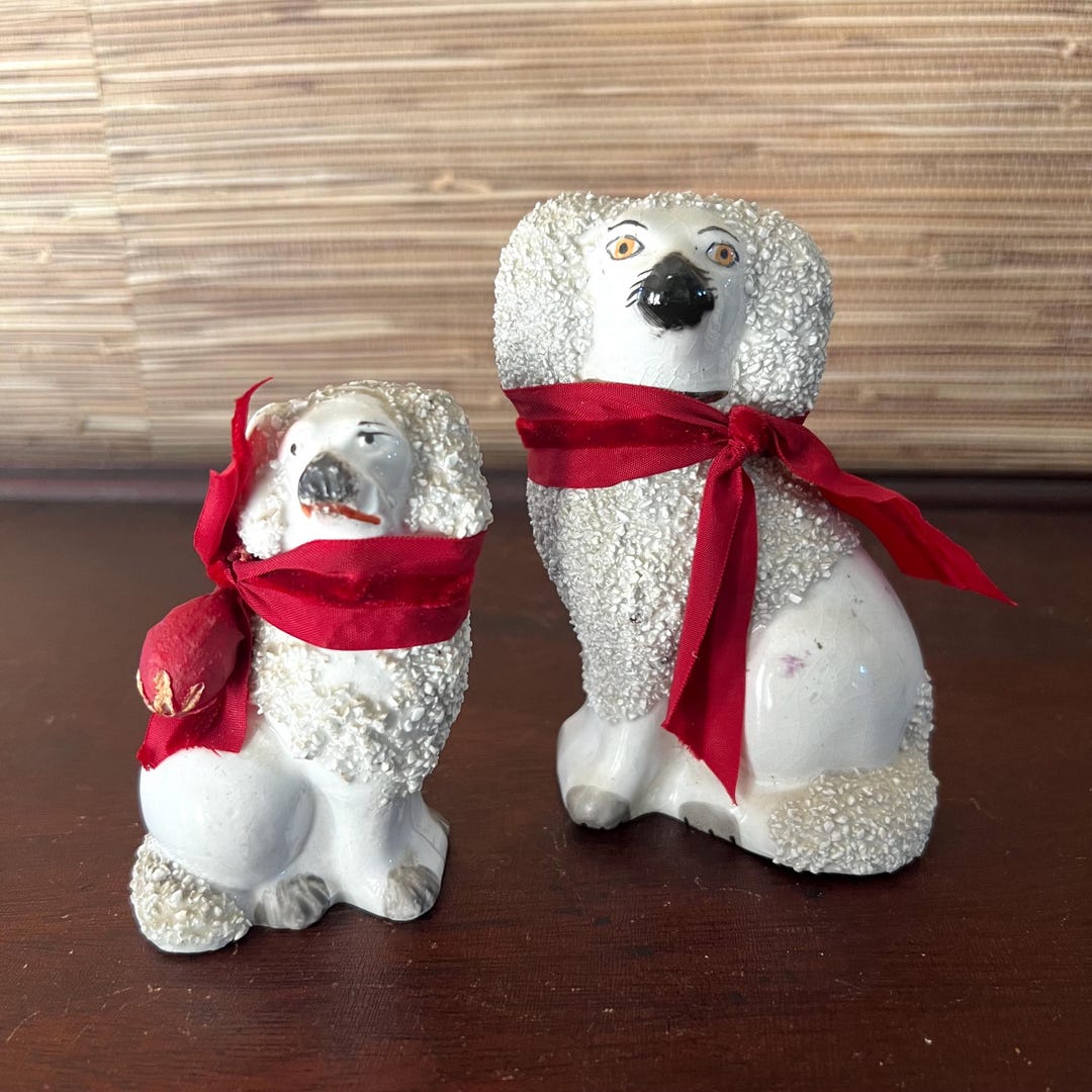 Pair of Antique Small Staffordshire Dogs With Confetti Accents | White ...