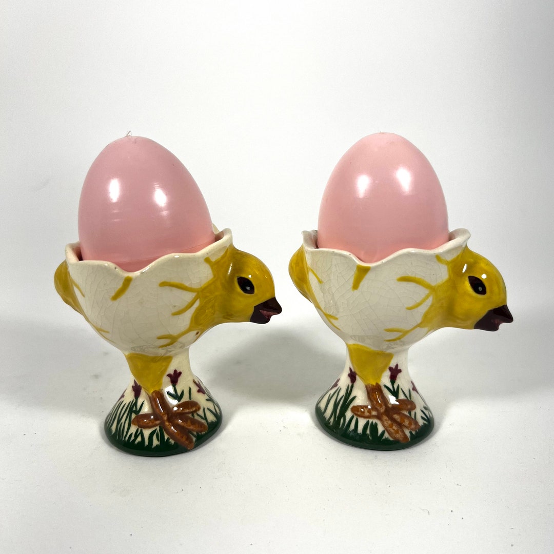 Vintage Baby Chick Egg Cups Pair of Ceramic Egg Holders for Easter ...