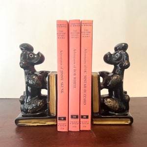 Vintage Black Poodle Bookends | Midcentury Ceramic Redware Bookshelf ...