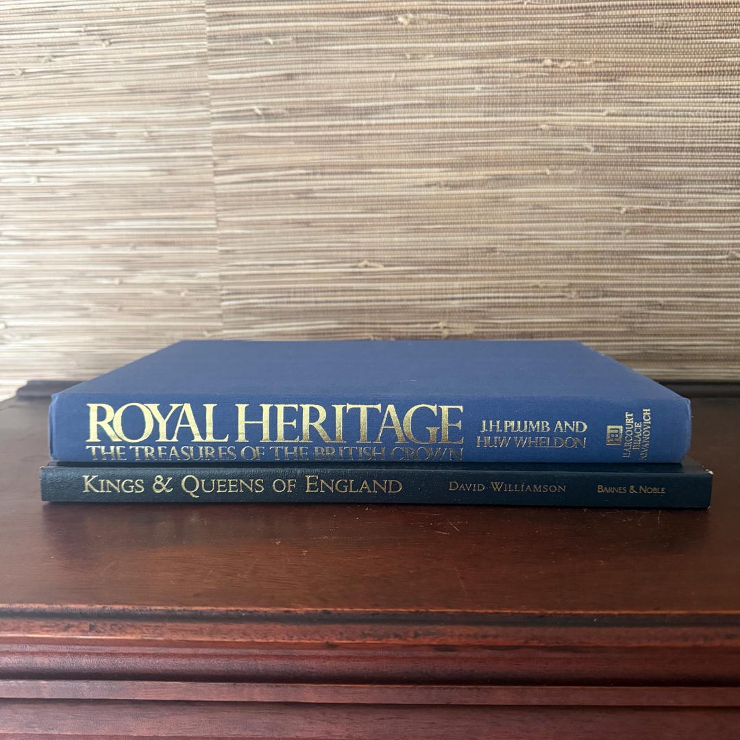 Vintage Dark Blue Coffee Table Books About British and English Monarchy ...