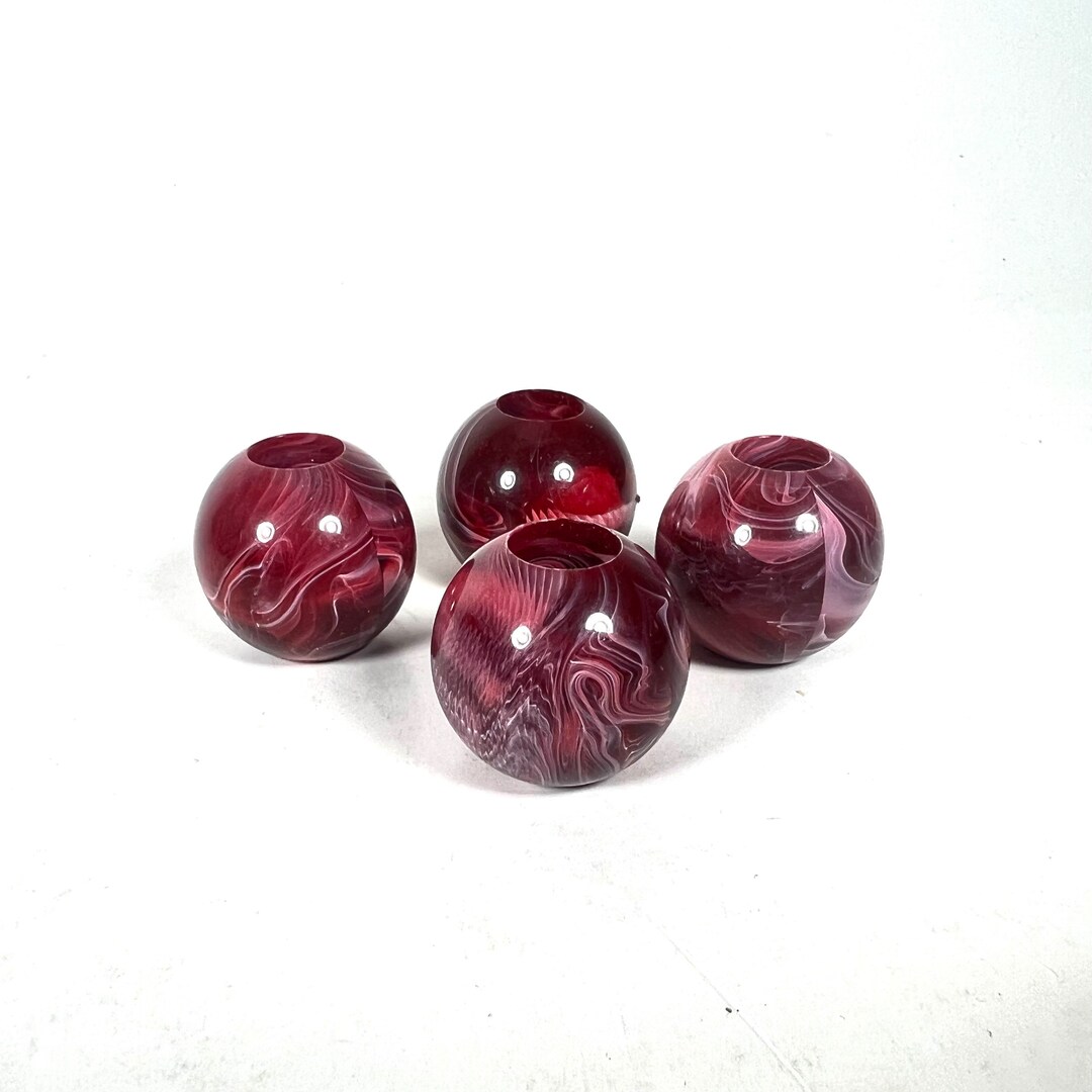 Large Round Purple Marbled Plastic Macrame Beads | Vintage Craft Supply ...