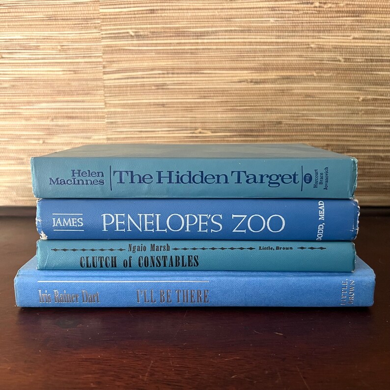 Vintage Cobalt Blue Books | Modern Coastal Beach House Decor - Etsy