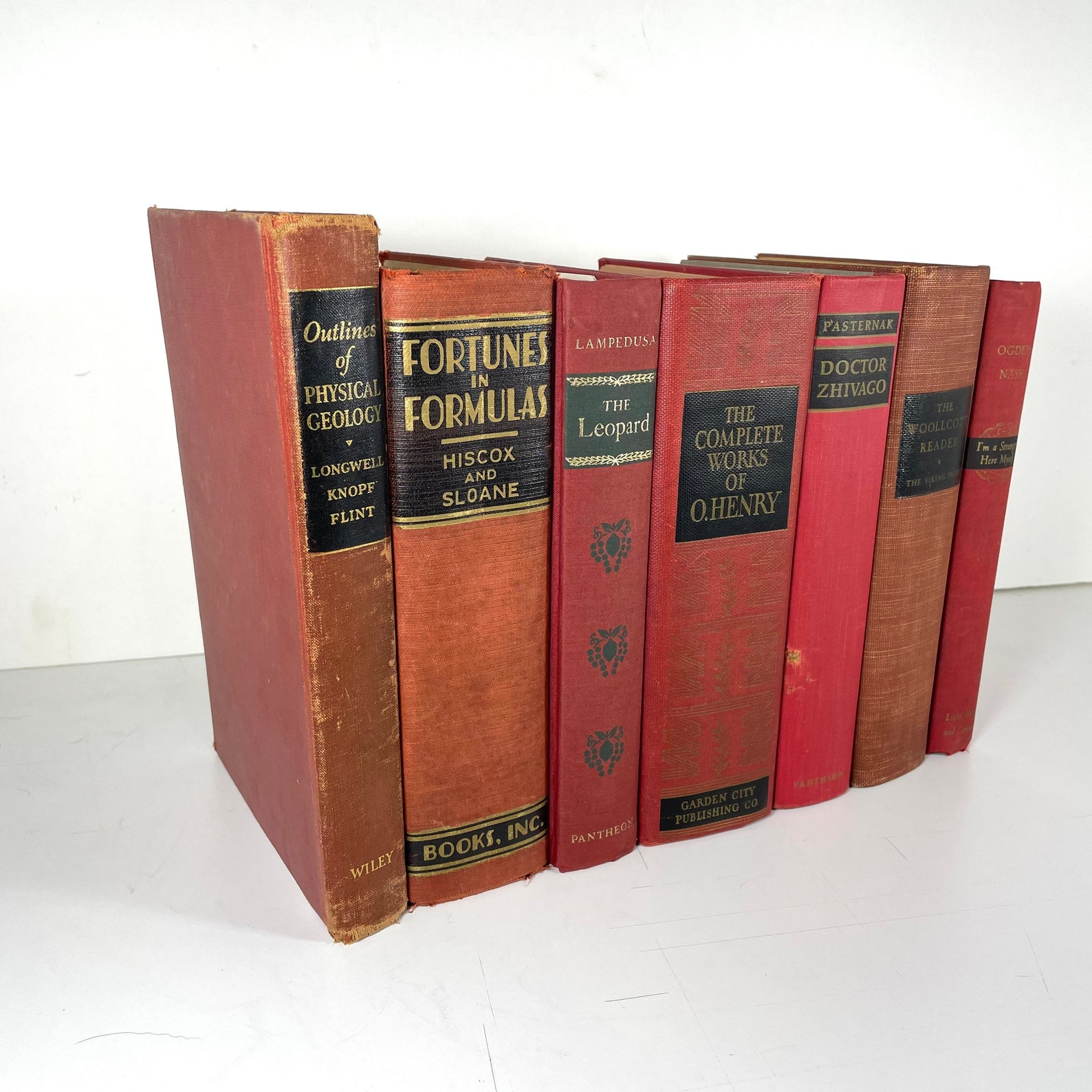 One Foot of Red Vintage Books With Black and Gold Accents - Etsy