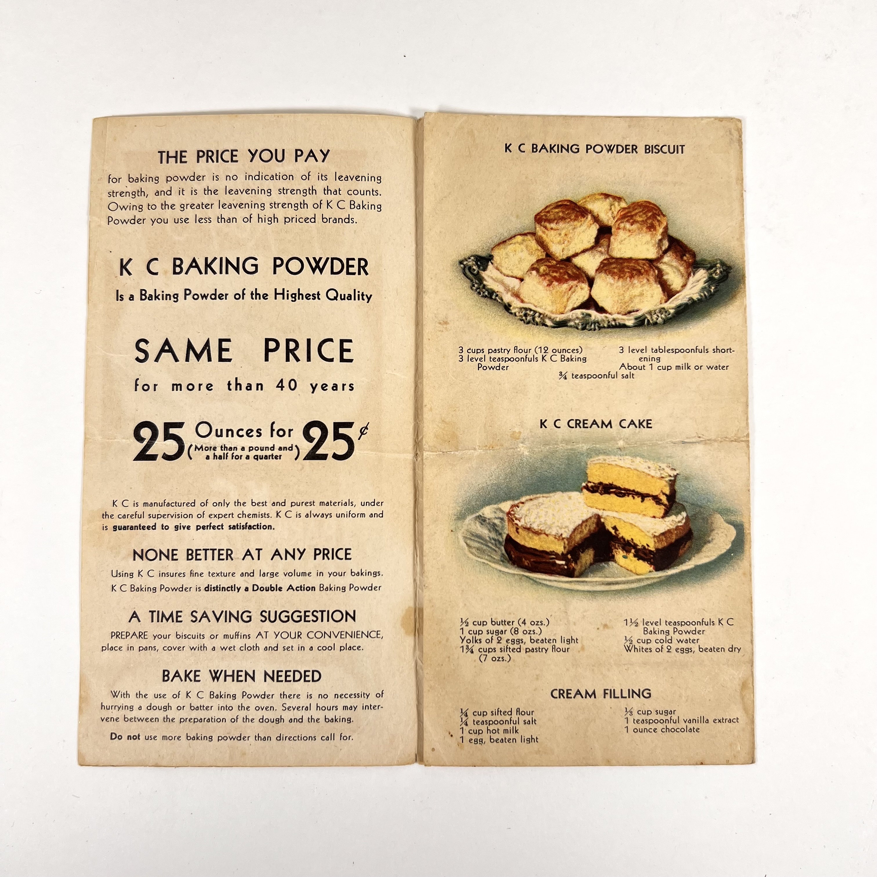 Vintage KC Baking Powder Advertisement Pamphlet With Recipes ...