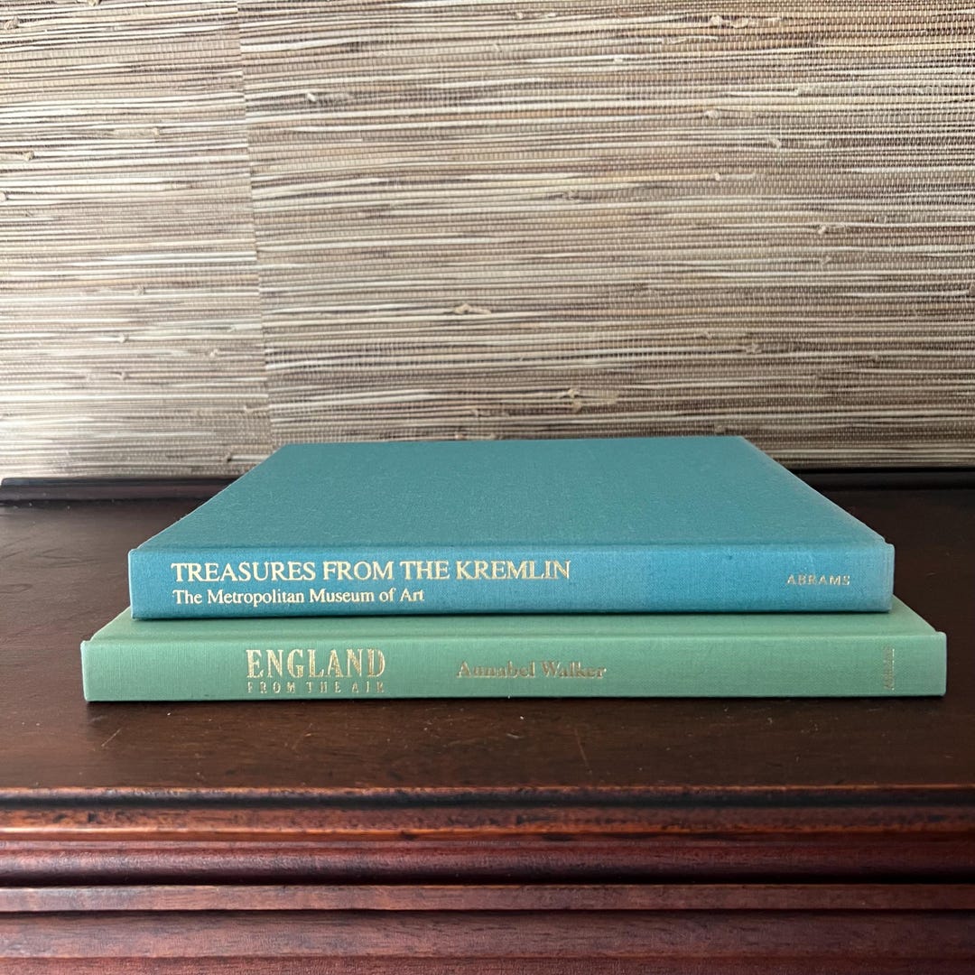 Vintage Light Green and Peacock Blue Coffee Table Books | Authentic ...