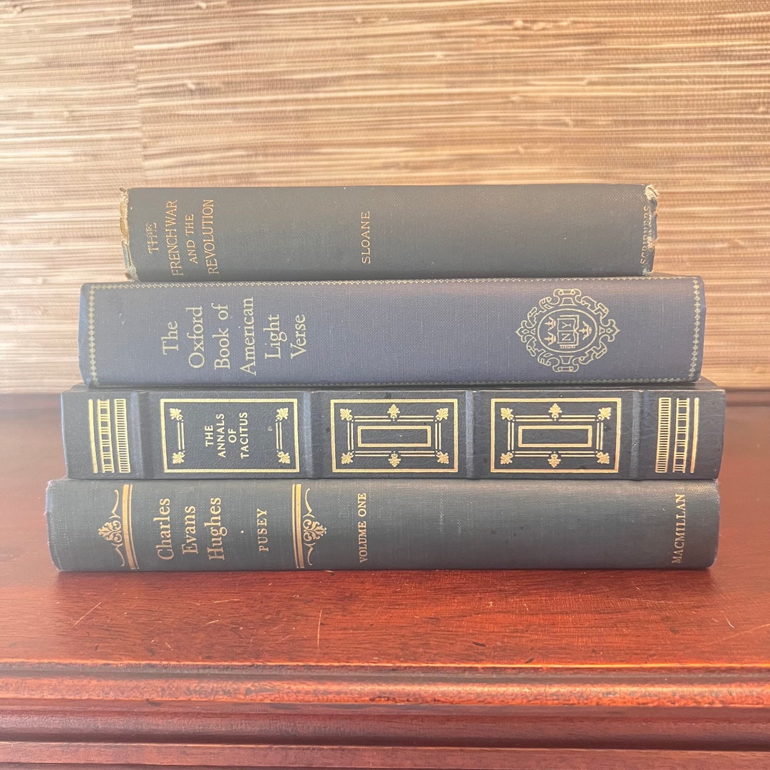 Vintage Dark Navy Blue Book Stack | Coffee Table Styling, Home Accent ...