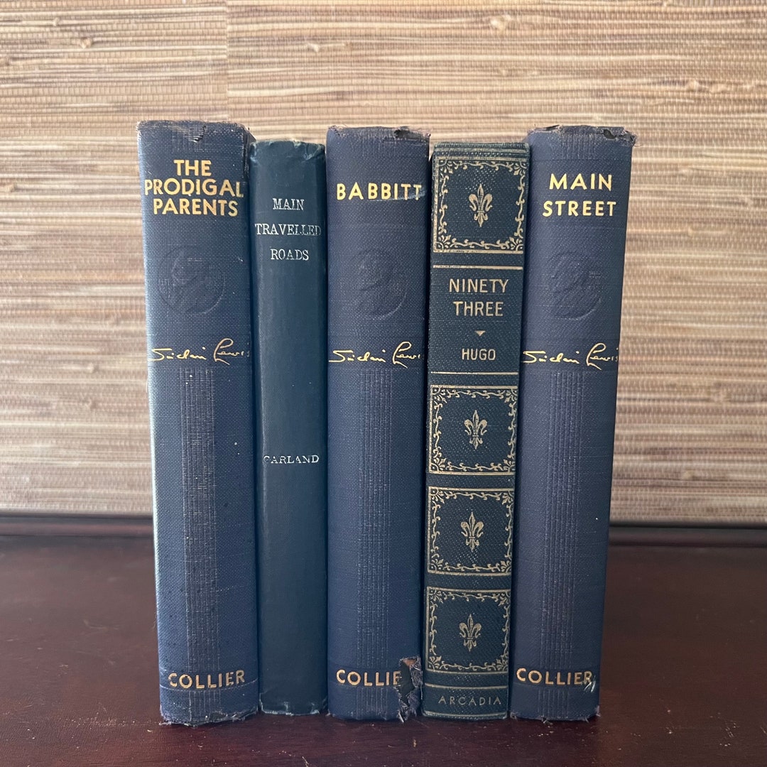 Vintage Dark Navy Blue Book Stack | Coffee Table Styling, Home Accent ...