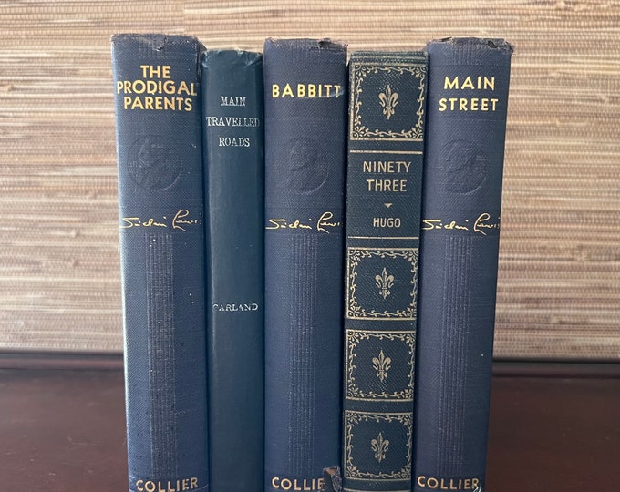 Vintage Dark Navy Blue Book Stack | Coffee Table Styling, Home Accent ...