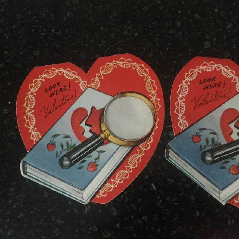 Pair of Valentines With Magnifying Glass and Book Mystery - Etsy