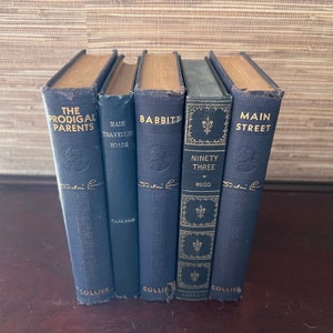 Vintage Dark Navy Blue Book Stack Coffee Table Styling, Home Accent ...