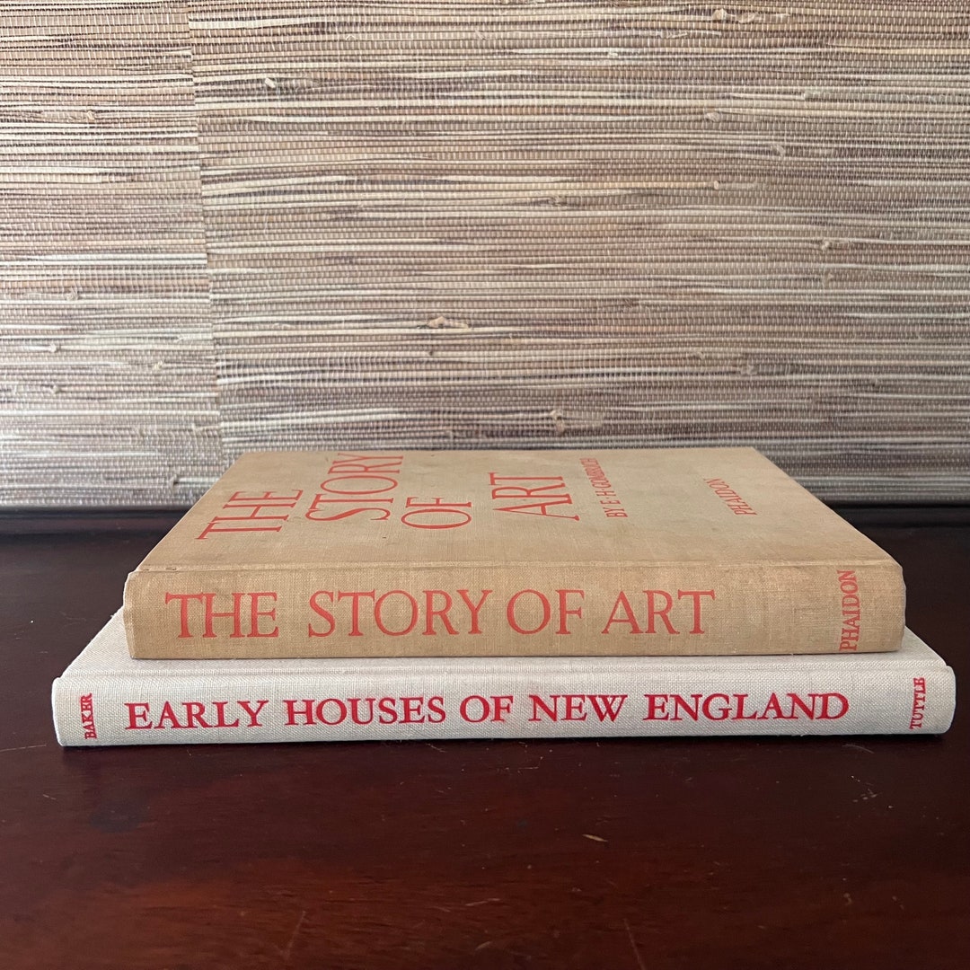 Vintage Light Beige Coffee Table Books With Coral Text Ivory - Etsy