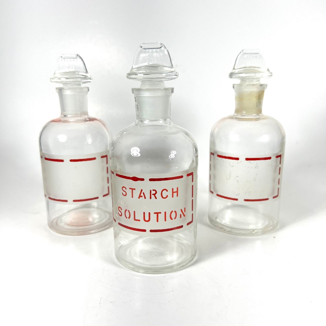 Set of 3 Vintage Pyrex Glass Bottles | Apothecary Laboratory ...