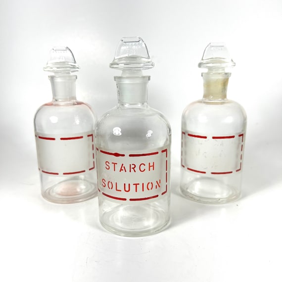 Set of 3 Vintage Pyrex Glass Bottles Apothecary Laboratory - Etsy