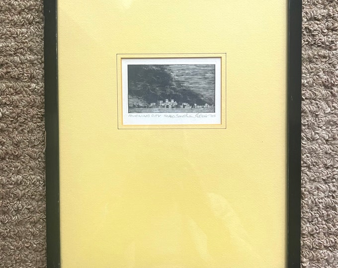 Original Jonathan Talbot Engraving Print burning City Framed and Matted ...