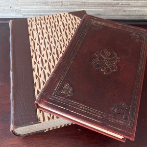 Set of Dark Brown Antique and Vintage Leather Decorative Books With ...