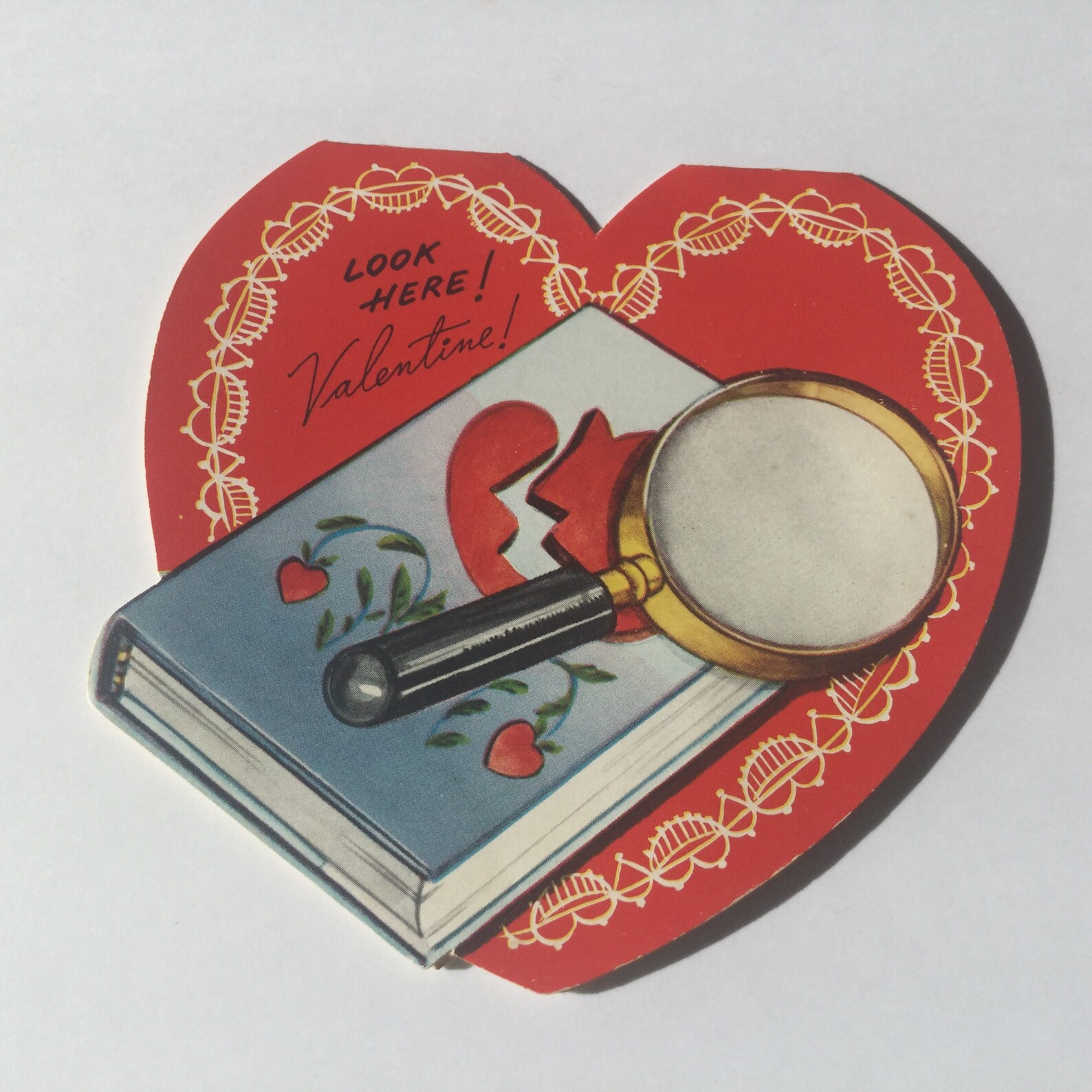 Pair of Valentines With Magnifying Glass and Book Mystery | Etsy