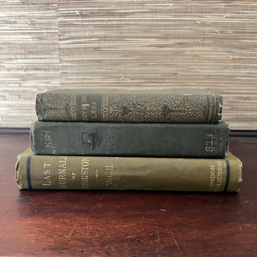Set of Antique Green Books Small Stack of Vintage Green Books - Etsy