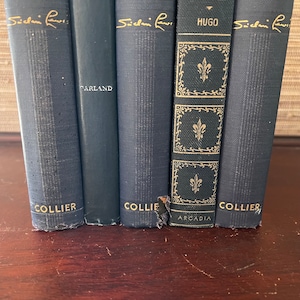 Vintage Dark Navy Blue Book Stack Coffee Table Styling, Home Accent ...