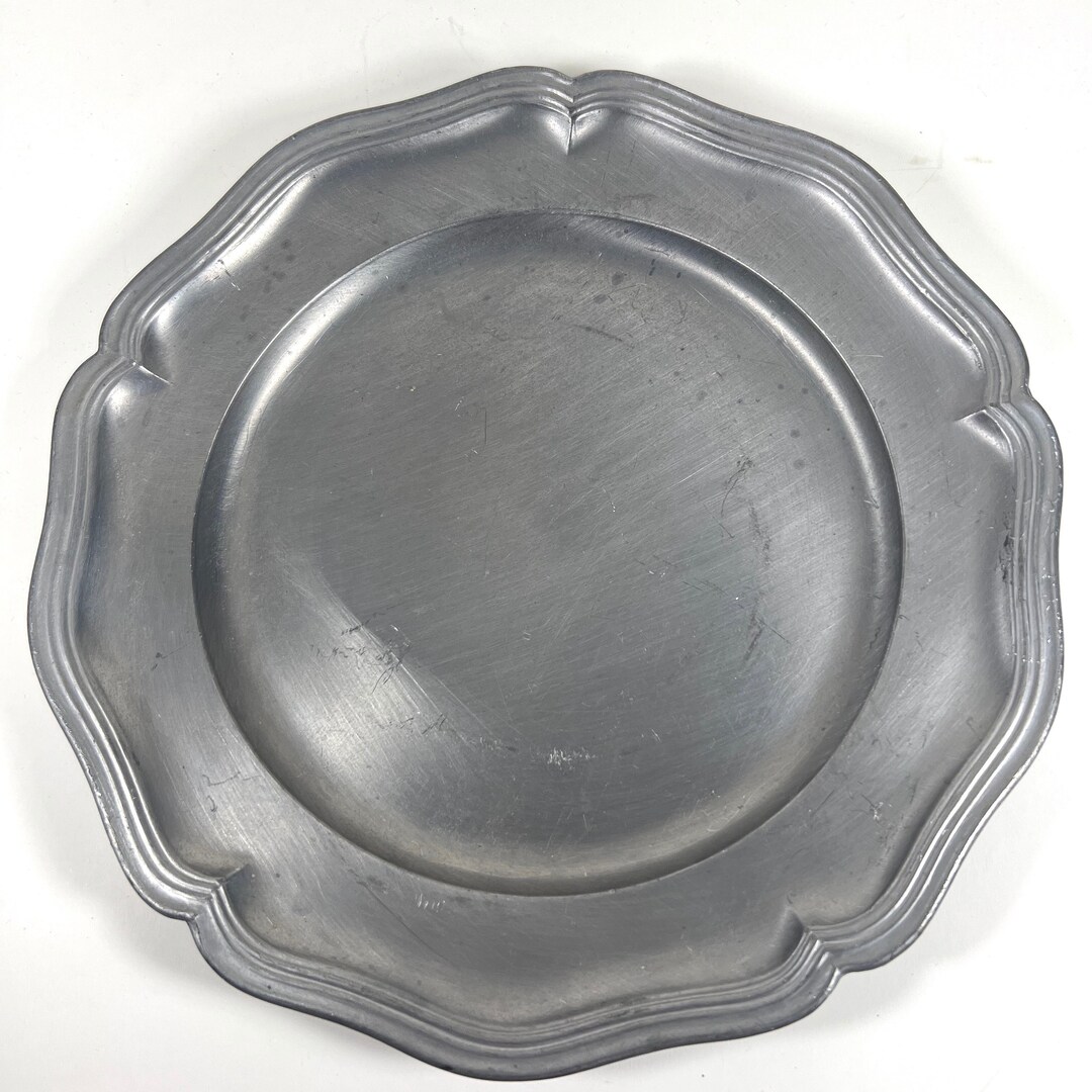 Vintage 9 Pewter Queen Anne Plate With Scalloped Edge Colonial French ...
