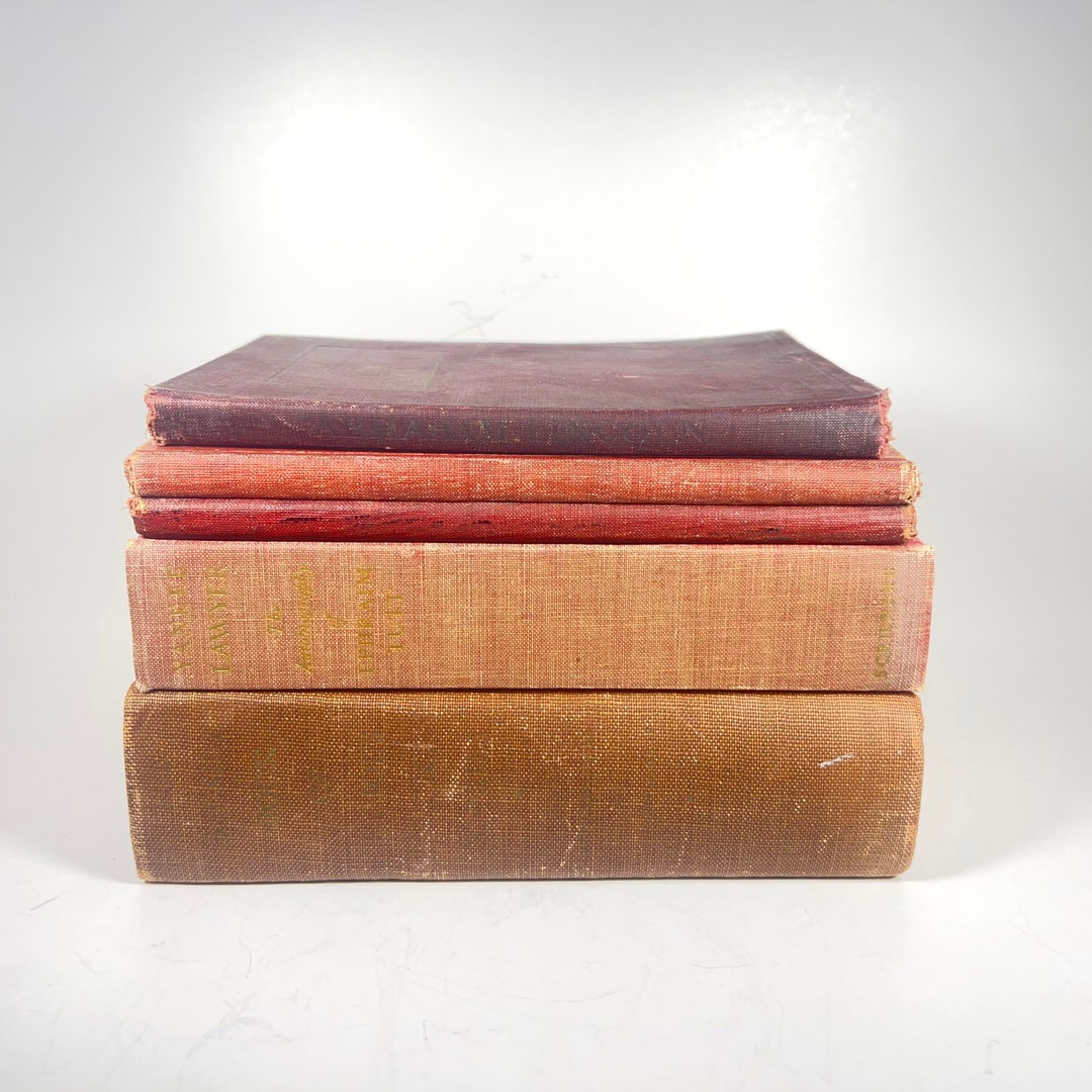 Vintage Book Stack With Worn and Weathered Covers in Shades of Russet ...