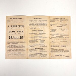 Vintage KC Baking Powder Advertisement Pamphlet With Recipes ...