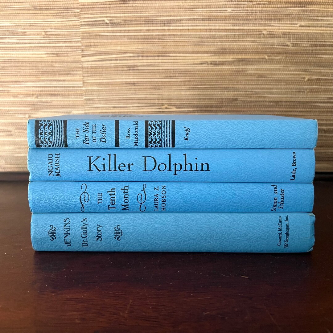 Vintage Bright Blue Books | Modern Coastal Beach House Decor - Etsy