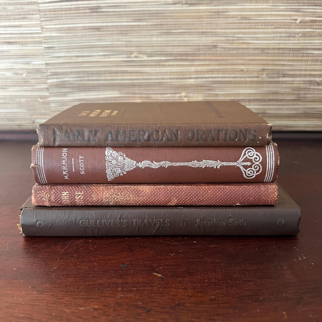 Small Stack of Antique Brown Books | Vintage Books for Coffee Table ...