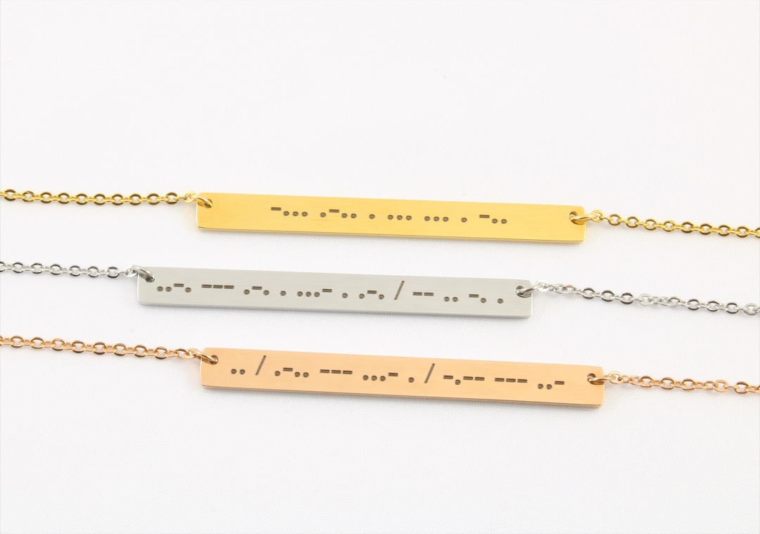 Morse Code Bar Necklace - Custom Engraved Necklace and Pendant ...
