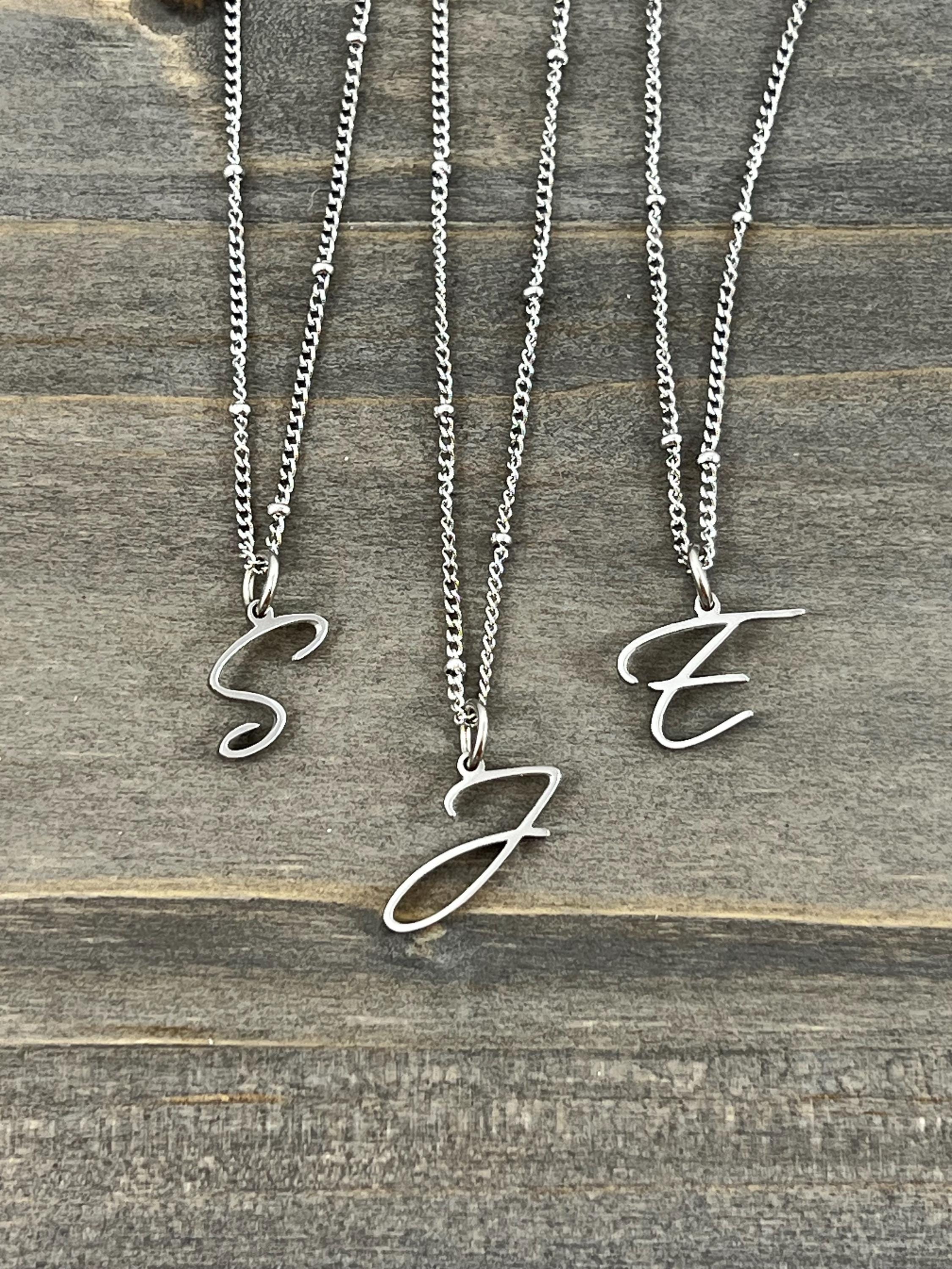 Silver Initial Necklace - Personalized Gift for Her - Minimalist ...