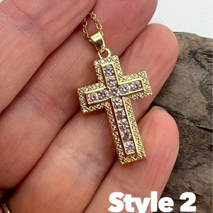 Vintage Y2K Gold Cross Necklace - Religious Cross - Women Necklace ...