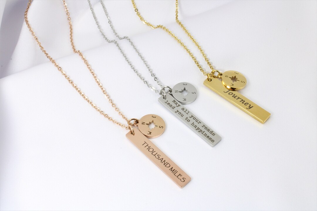 Custom Engraved Compass Necklace - Gift for a Traveller - Etsy